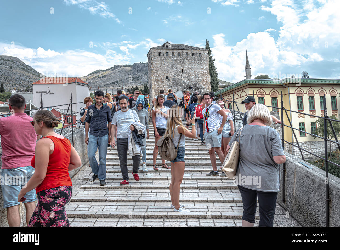 People on the Old Bridge Stock Photo - Alamy