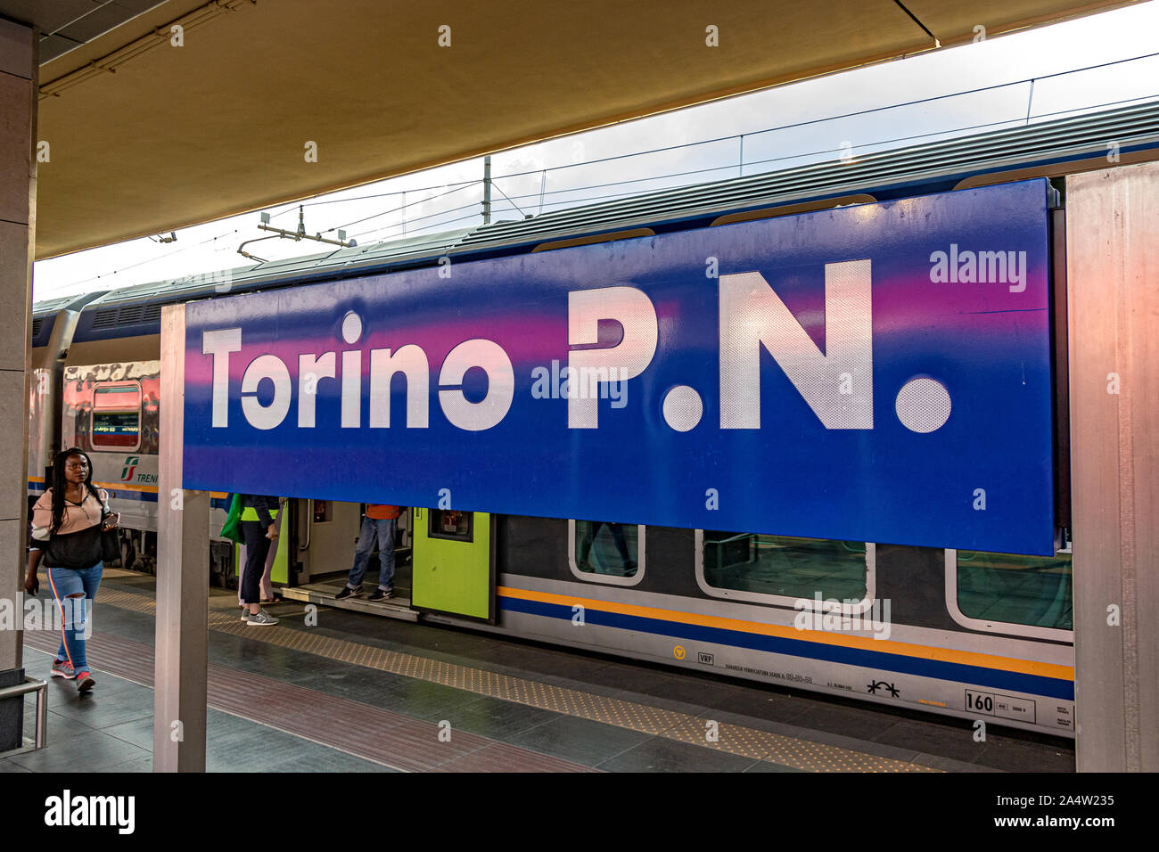 Sign on the platform of Torino Porta Nuova railway station , The main ...