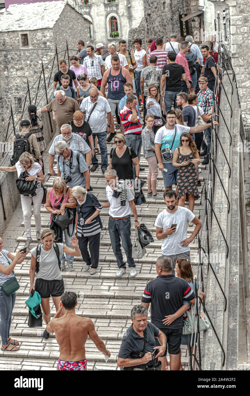 People on the Old Bridge Stock Photo - Alamy