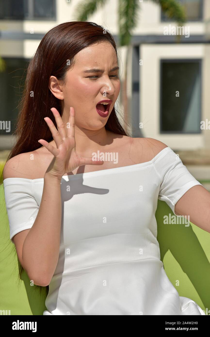 Young Diverse Adult Female Afraid Stock Photo - Alamy