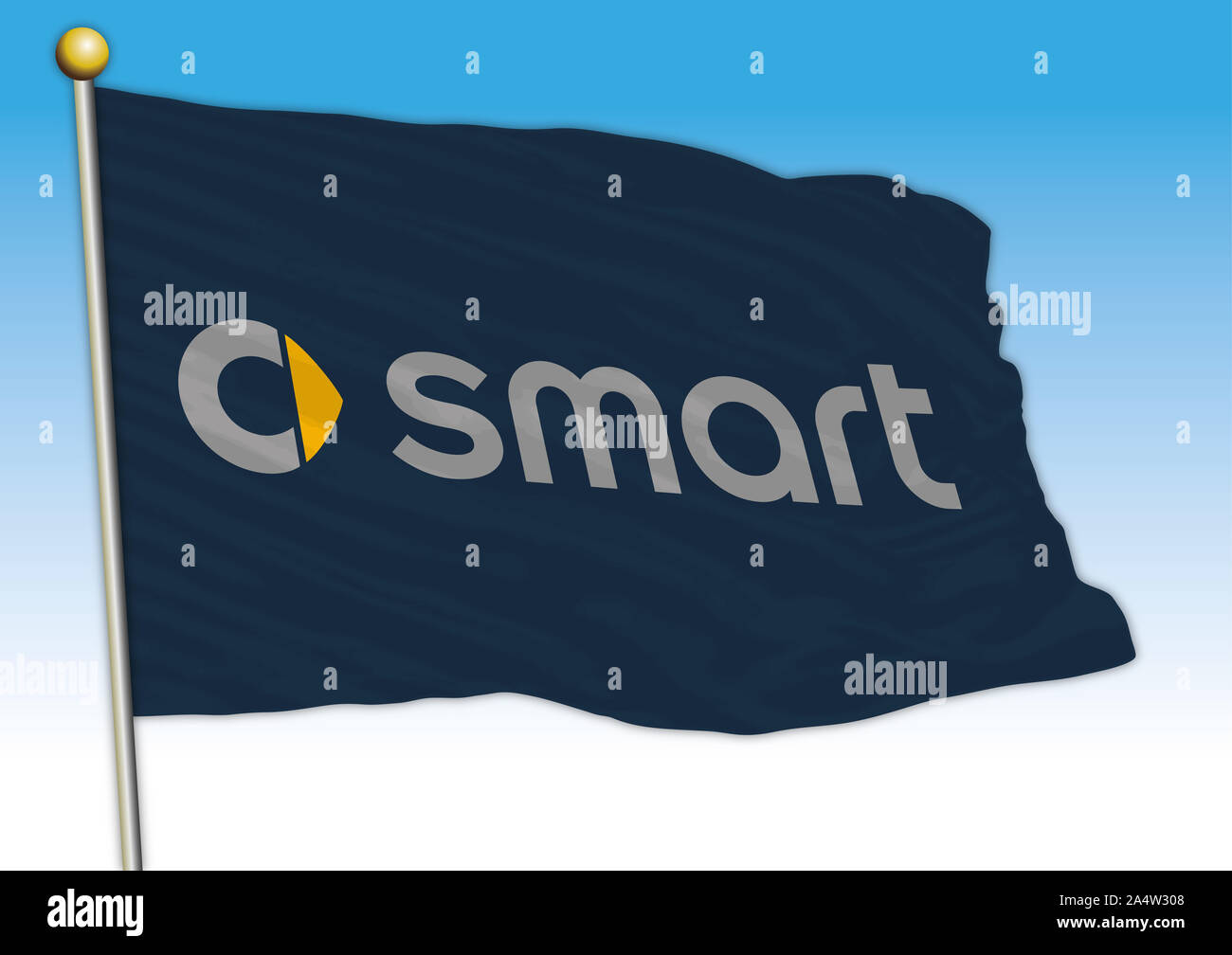 Smart car industry, flag with logo, illustration Stock Photo - Alamy