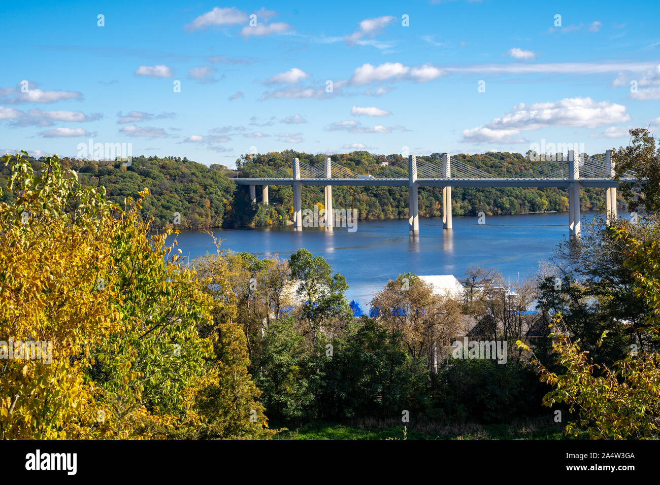 Overlook in Stillwater Minnesota in the fall looking over the St. Croix ...