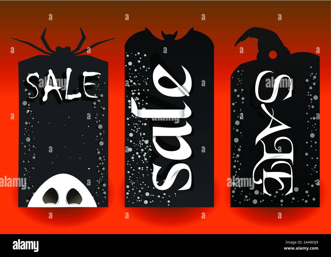 Halloween labels black orange with white text Stock Vector Image & Art ...