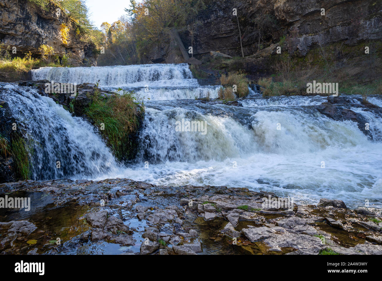 Waterfall at Willow River State Park in Hudson Wisconsin in fall Stock ...