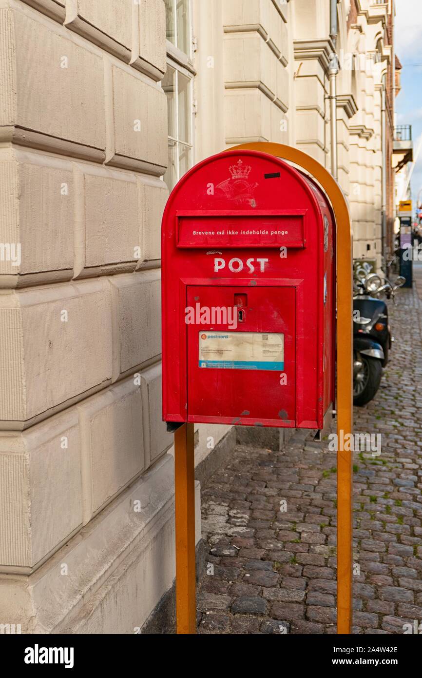 Classical post box in Copenhagen, Denmark Stock Photo - Alamy