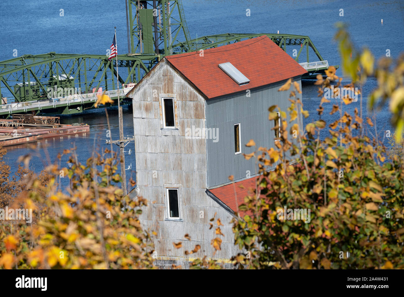 Stillwater, Minnesota in the fall - overlooking an old mill with fall ...