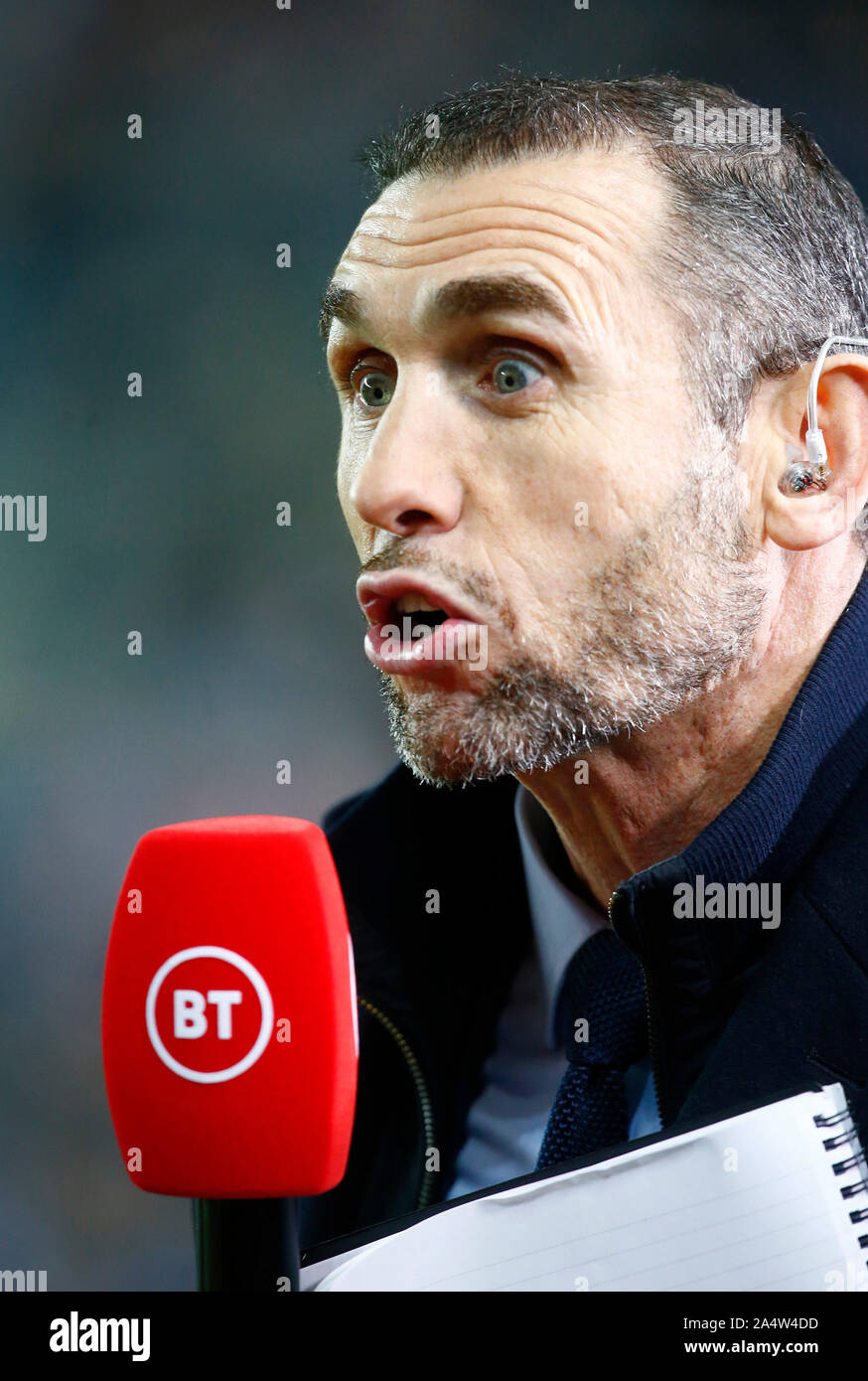 MILTON KEYNES, ENGLAND. OCTOBER 15: Martin Keown BT presenter during ...