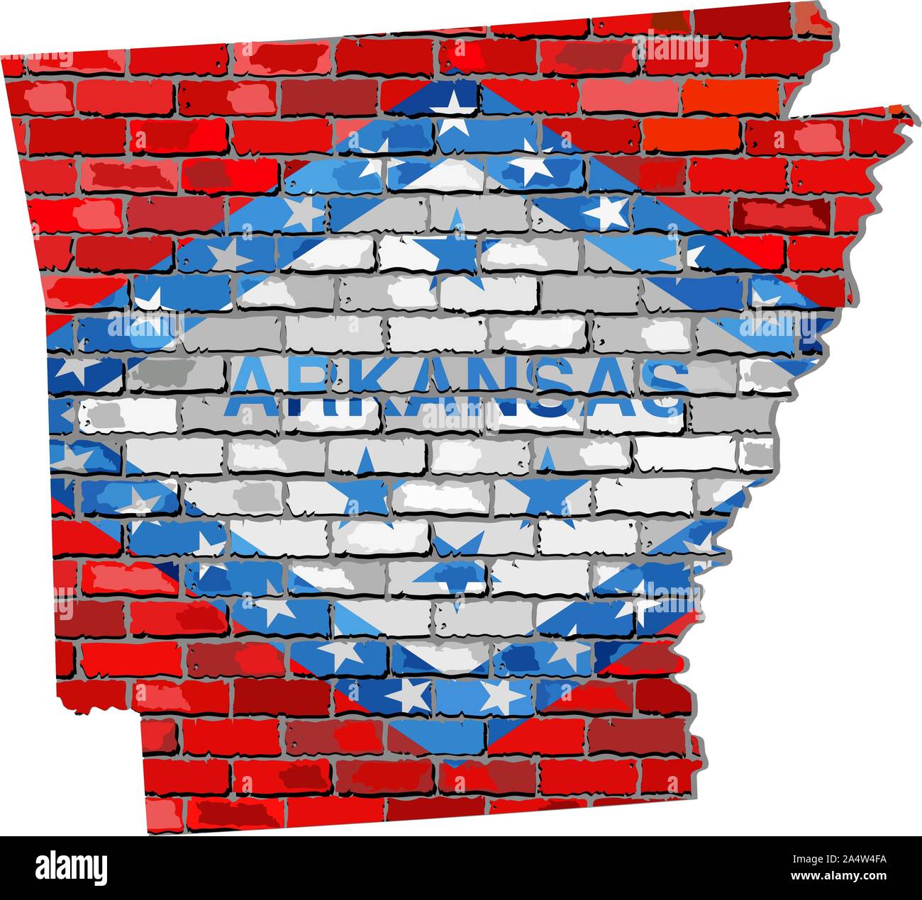 Arkansas map on a brick wall - Illustration, The state of Arkansas map ...