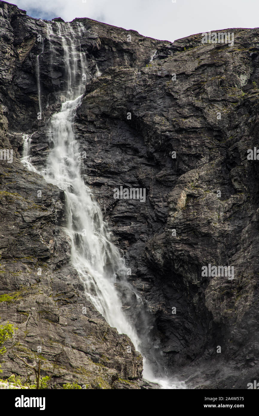 Stigfossen waterfalls near the famous Trollstigen road Trolls Path ...