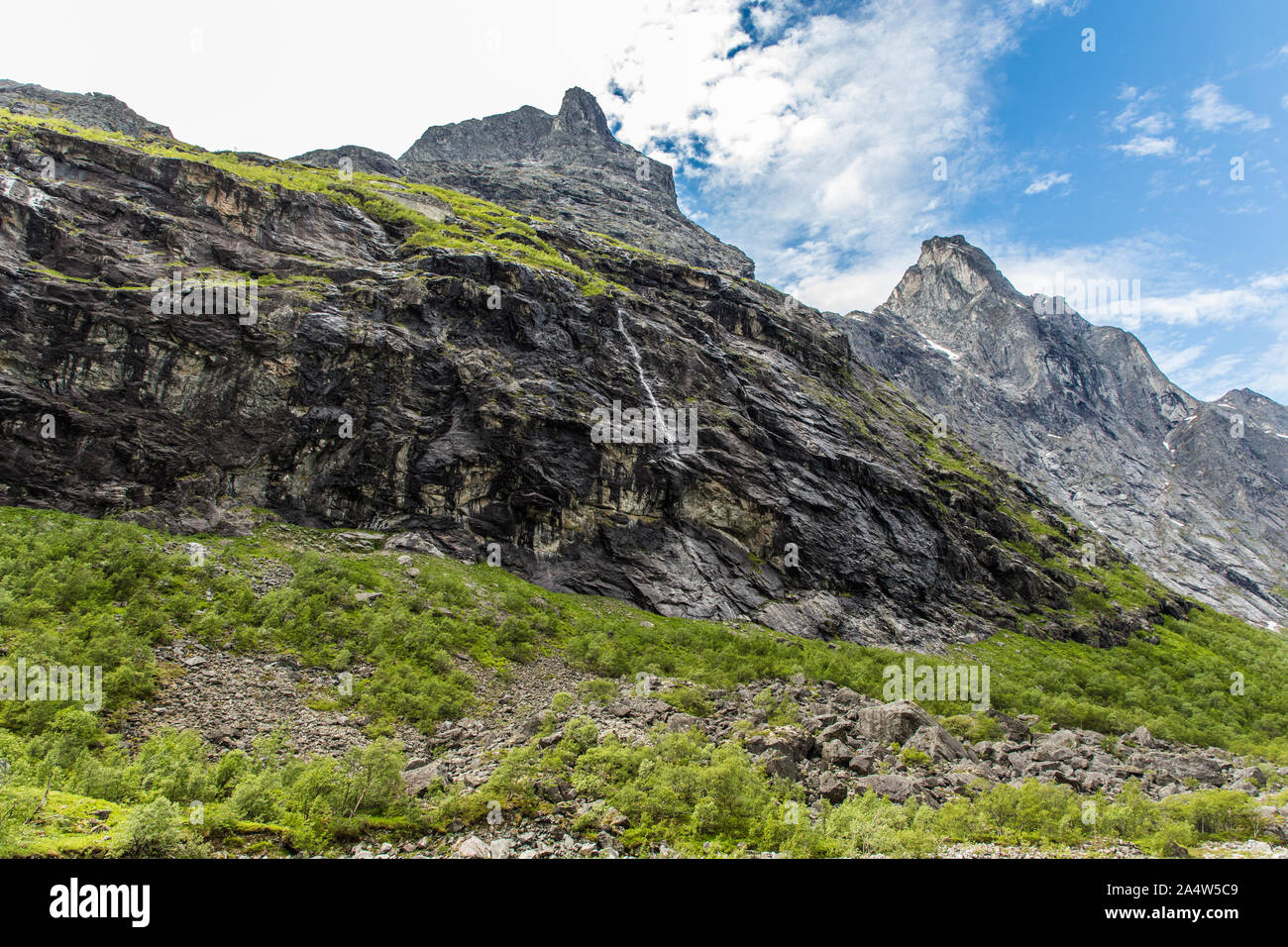 Stigfossen waterfalls near the famous Trollstigen road (Trolls Path ...