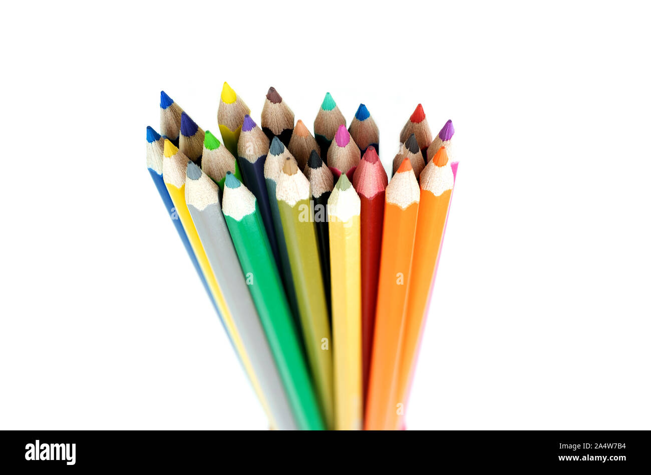 Collection of crayon de couleur for drawing at white background, Multi ...