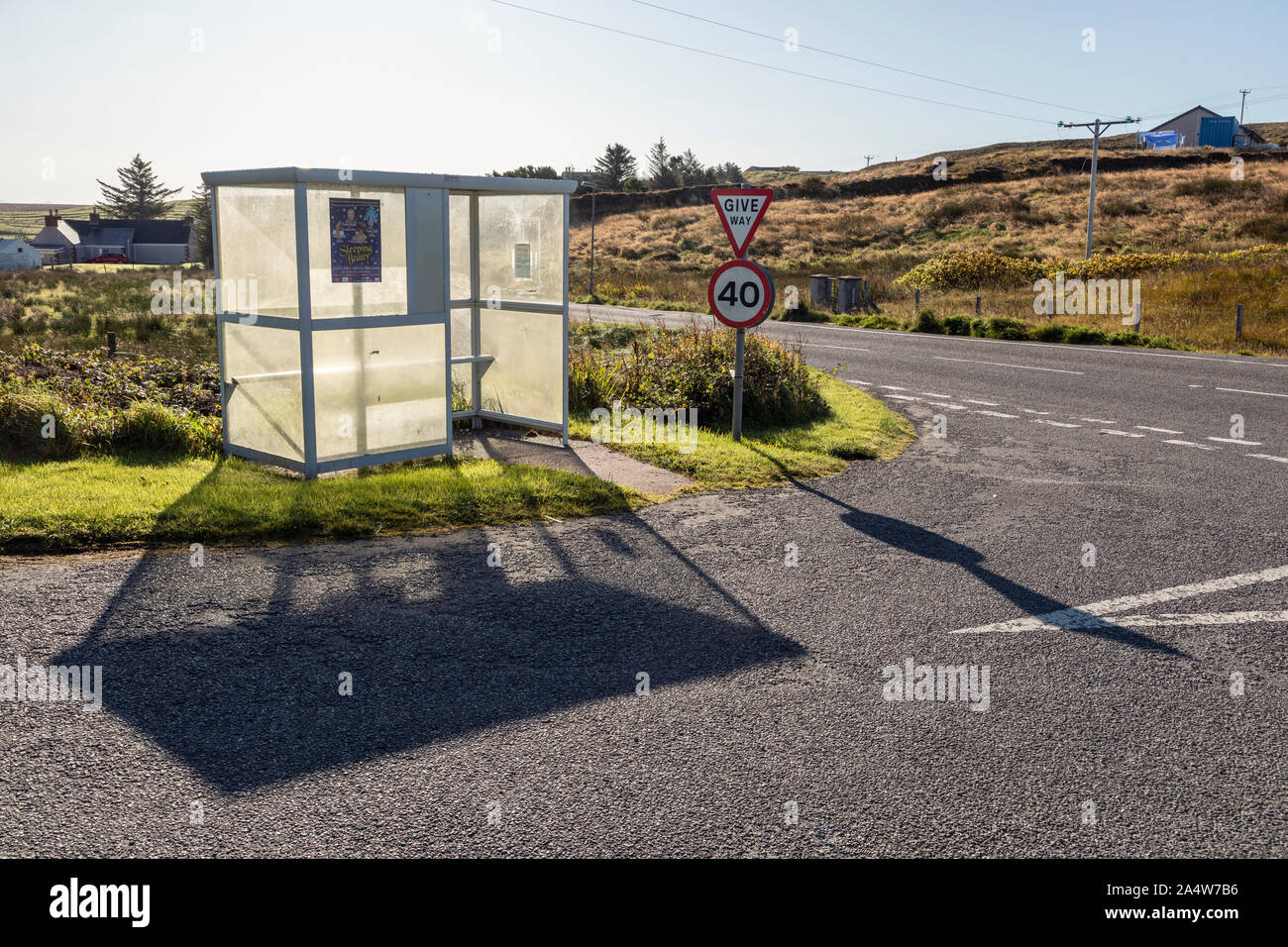 Bus stop, North Tolsta, Isle of Lewis, Outer Hebrides Stock Photo - Alamy