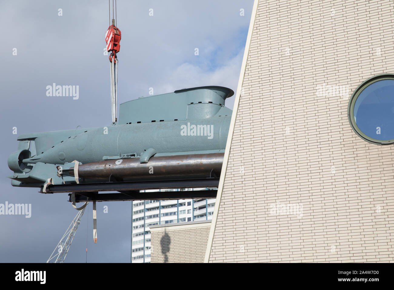 16 October 2019, Bremen, Bremerhaven: A small submarine of the type ...