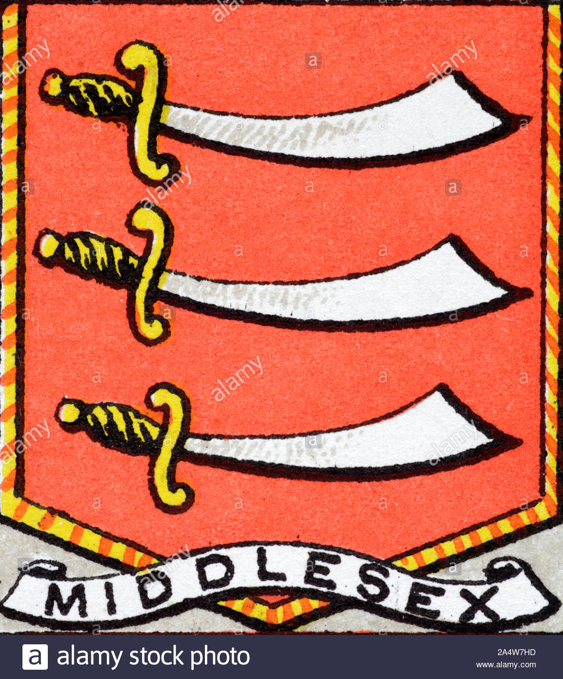 Historic Coat of Arms for Middlesex England, vintage illustration from ...