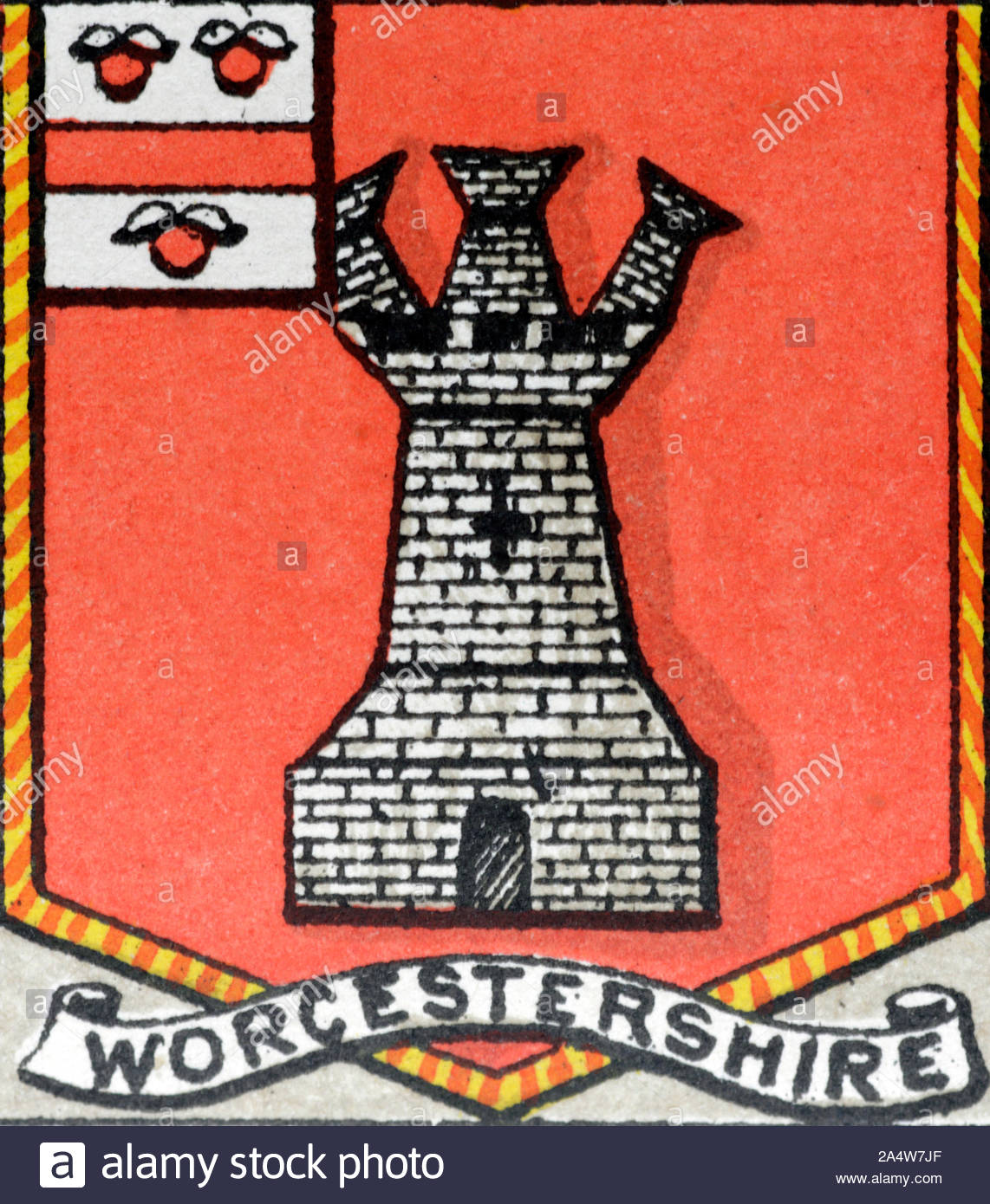 Historic Coat of Arms for Worcestershire England, vintage illustration ...