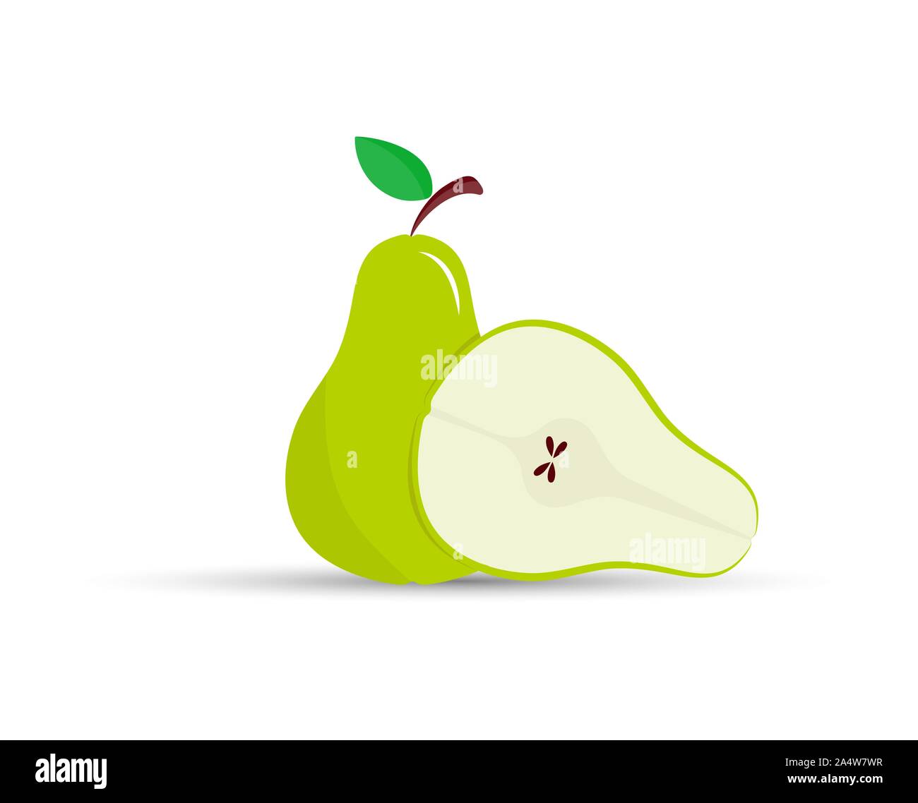 Color drawing of a whole pear and half a pear. Flat design Stock Vector ...