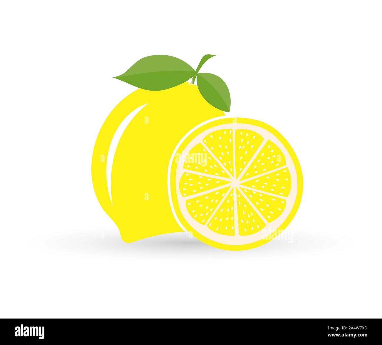 whole lemon and half a lemon. Color drawing of a lemon Stock Vector ...