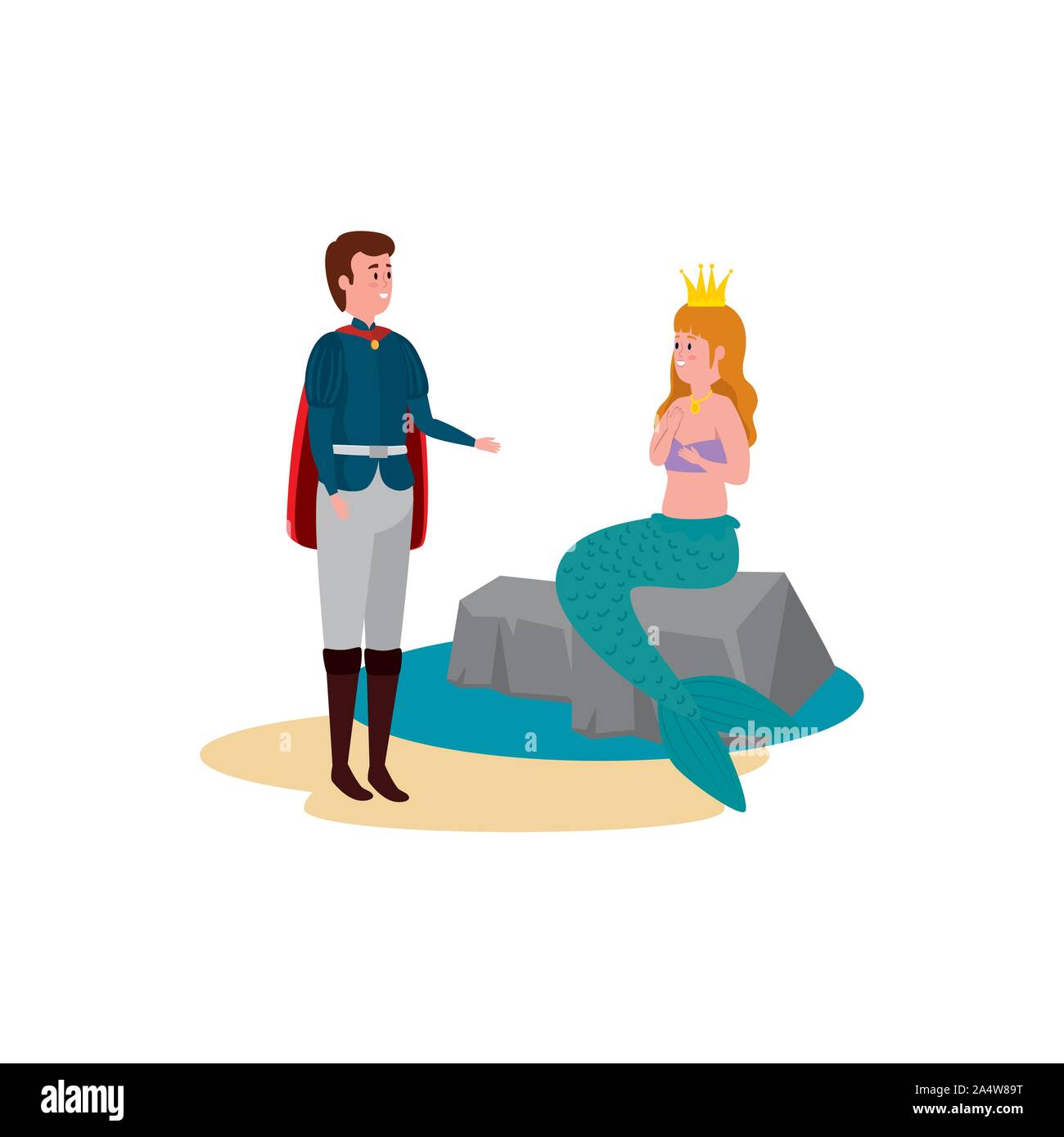 prince of fairytale with mermaid Stock Vector Image & Art - Alamy
