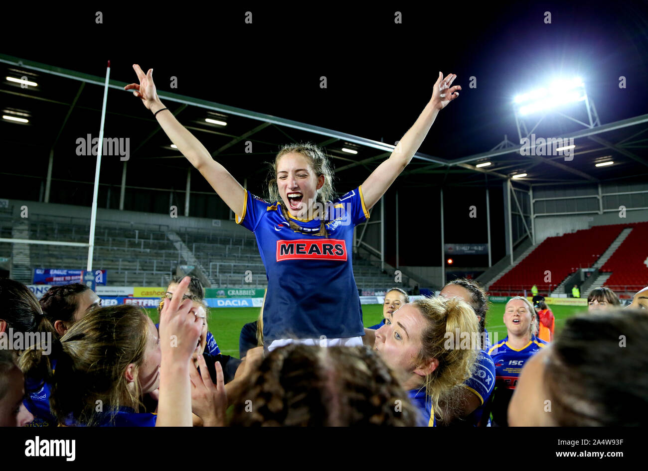 Leeds Rhino's women Caitlin Beevers celebrates after the Betfred Women ...