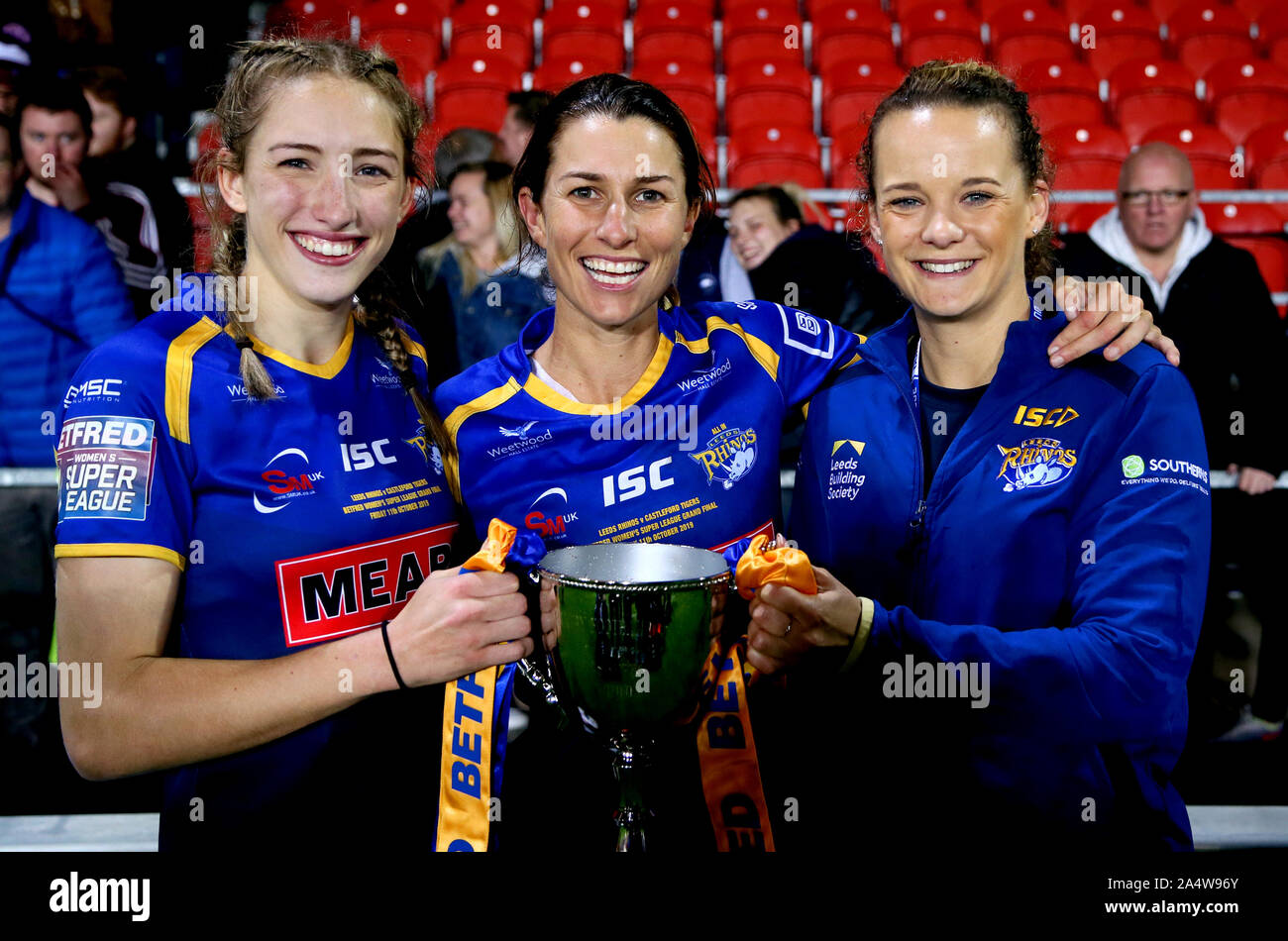 Leeds Rhino's women Caitlin Beevers (left) Courtney Hill and Lois ...