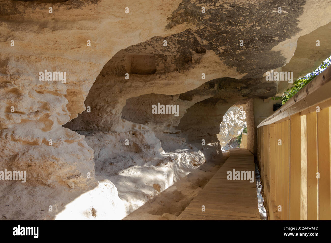 View over Rock and caves in Aladzha Monastery. It is a medieval ...