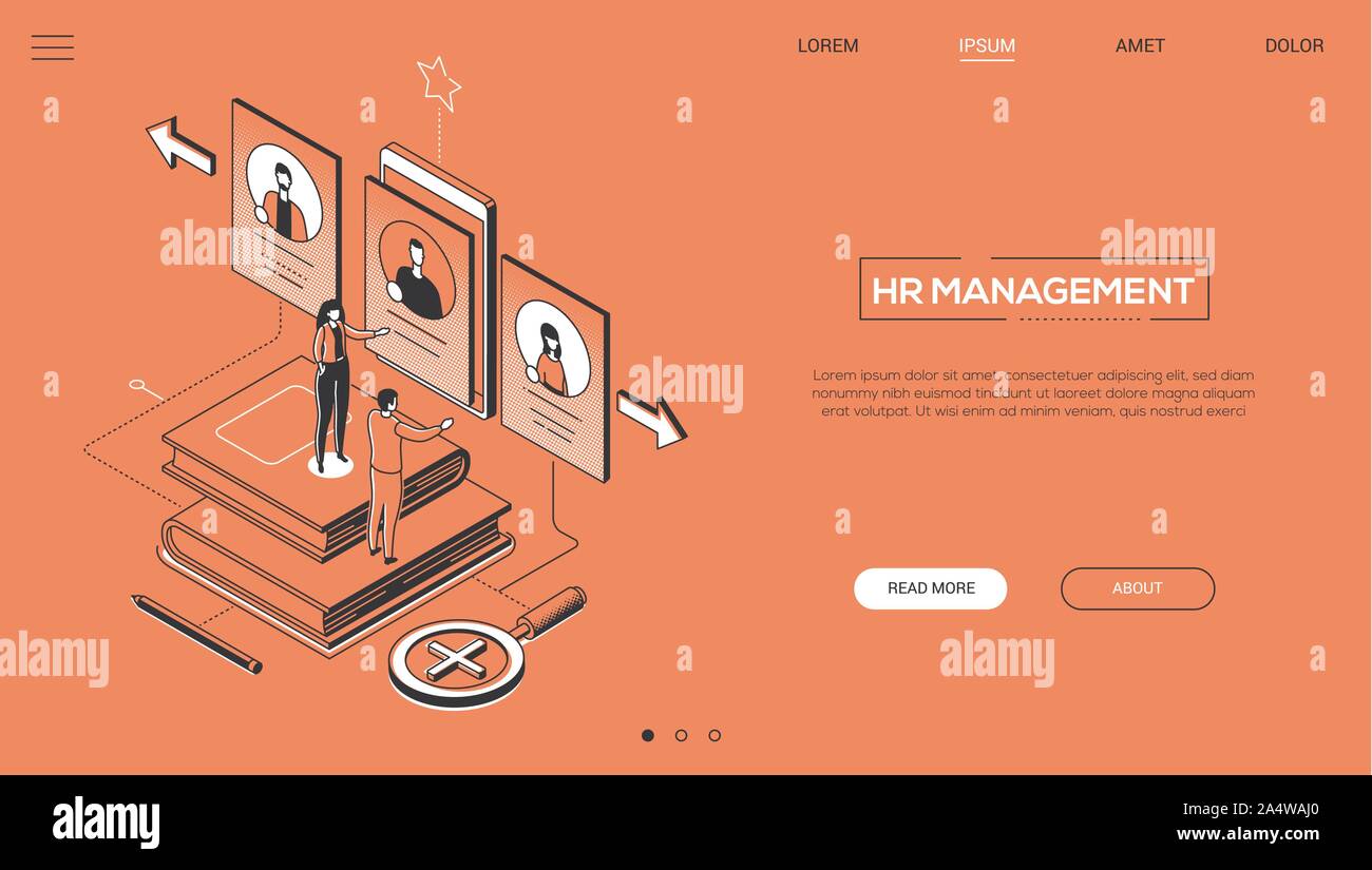 HR management - line design style isometric web banner Stock Vector ...