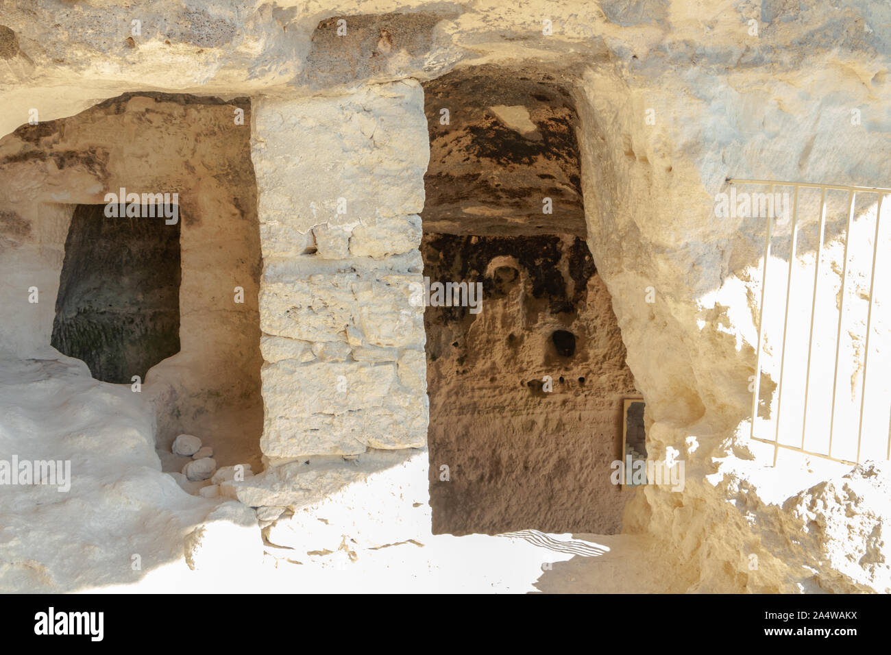 View over Rock and caves in Aladzha Monastery. It is a medieval ...