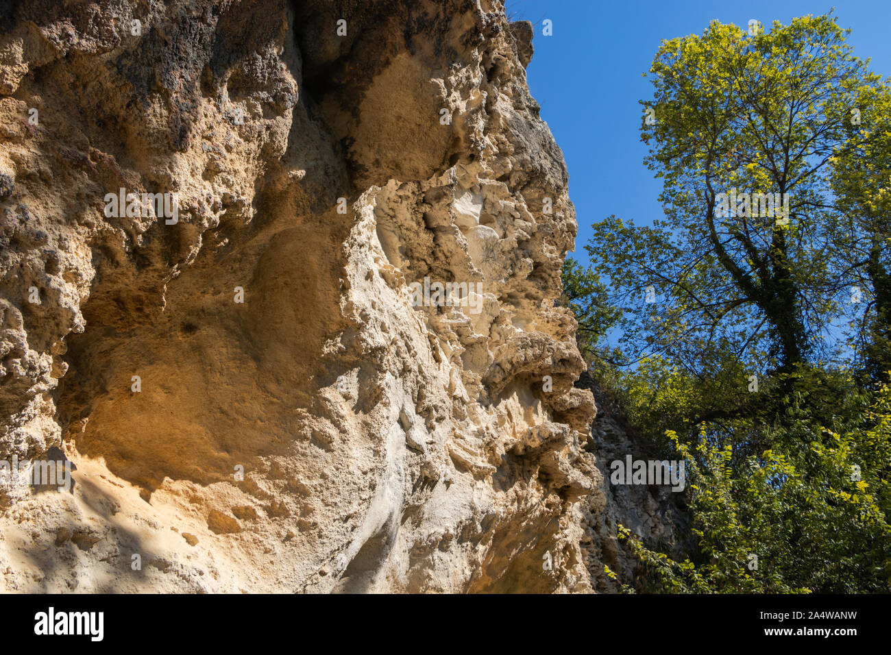View over Rock and caves in Aladzha Monastery. It is a medieval ...
