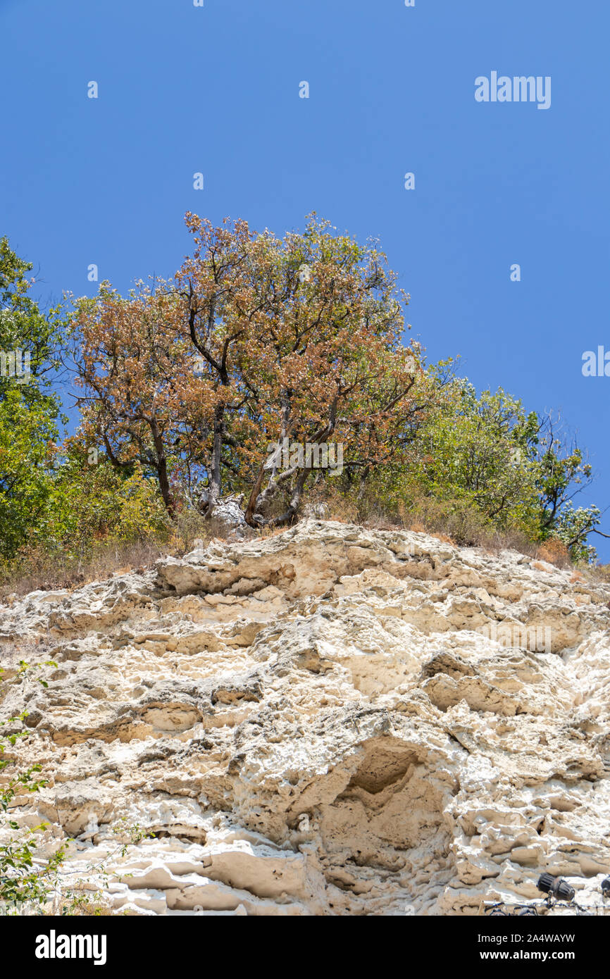 View over Rock and caves in Aladzha Monastery. It is a medieval ...