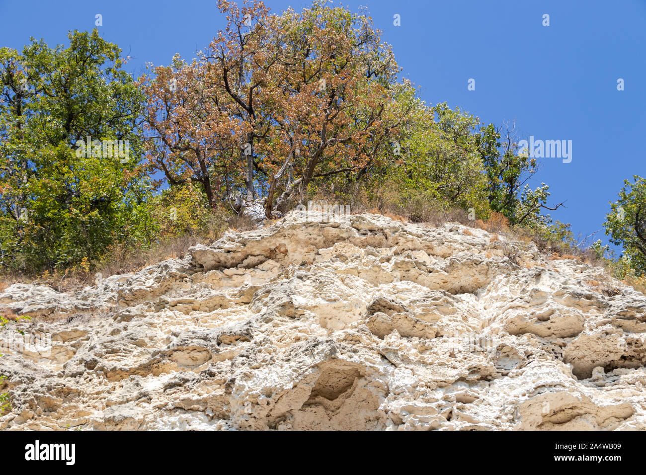 View over Rock and caves in Aladzha Monastery. It is a medieval ...