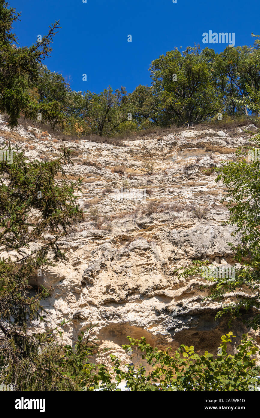 View over Rock and caves in Aladzha Monastery. It is a medieval ...