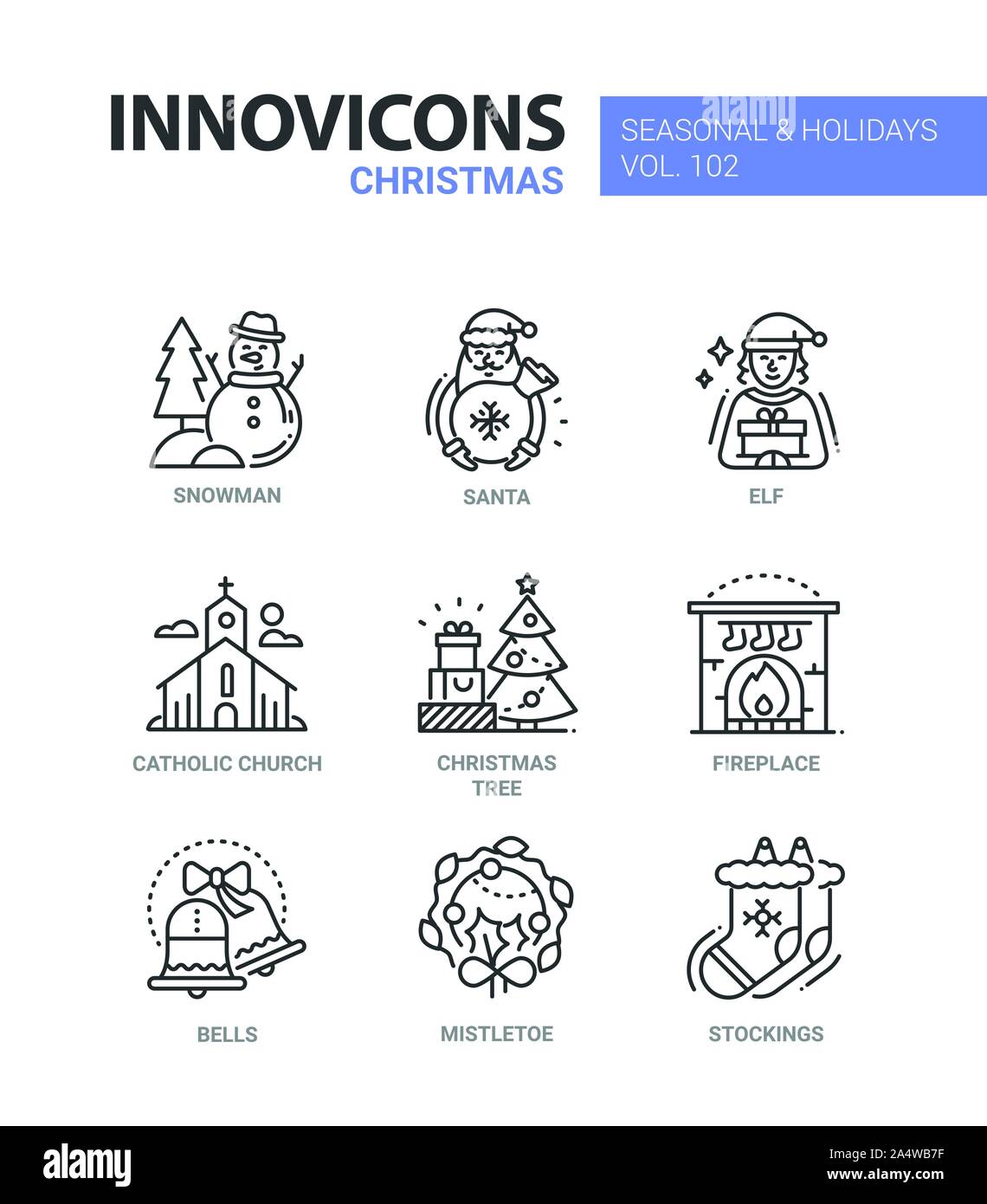 Christmas tree decorated fireplace Stock Vector Images - Alamy