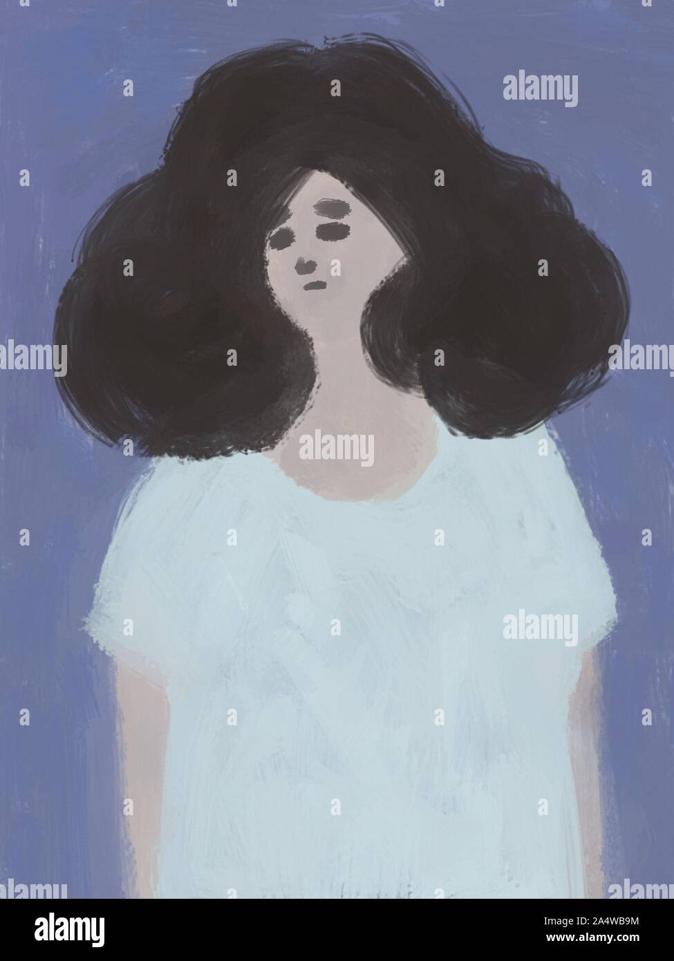 Sad blue girl digital hi-res stock photography and images - Alamy