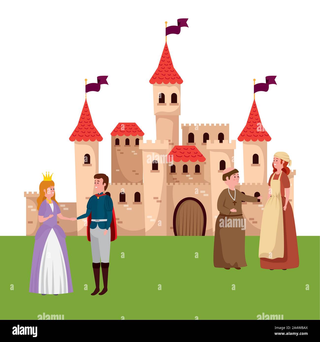 characters of fairytale with castle Stock Vector Image & Art - Alamy