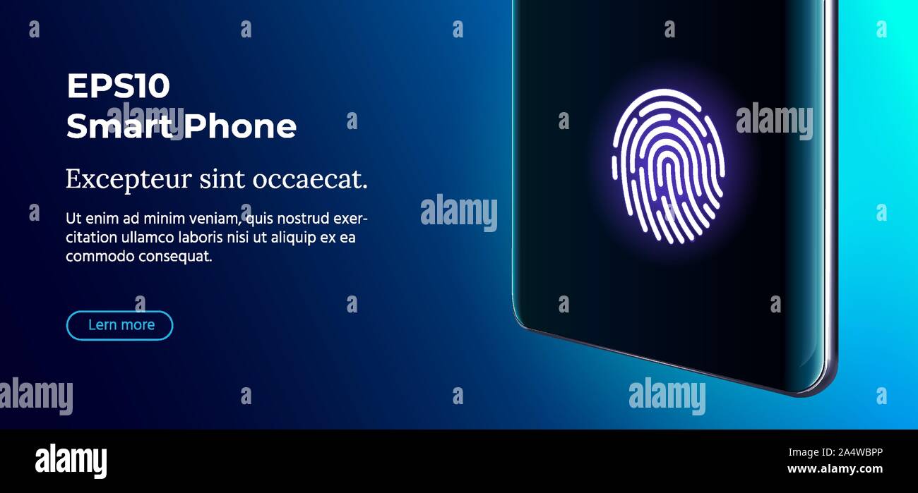 Vector 3D Realistic Cell Phone with Fingerprint ID Icon Stock Vector ...