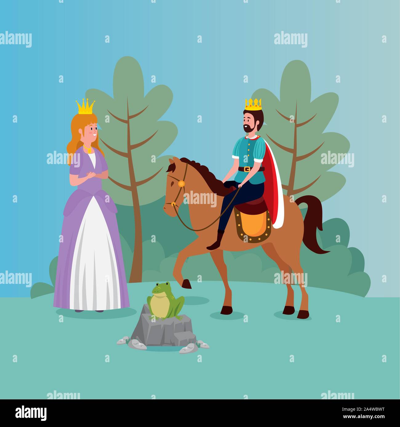 princess with king and toad in scene fairytale Stock Vector Image & Art ...