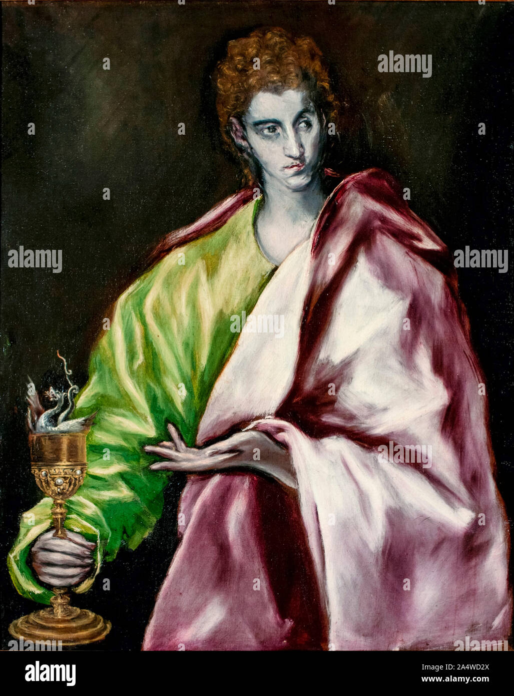El Greco, Saint John the Evangelist, painting, 1610-1614 Stock Photo ...