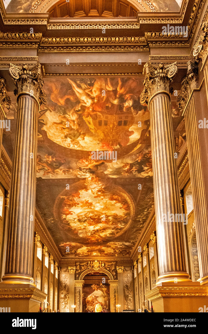 LONDON GREENWICH OLD ROYAL NAVAL COLLEGE THE PAINTED HALL ENTRANCE AND ...