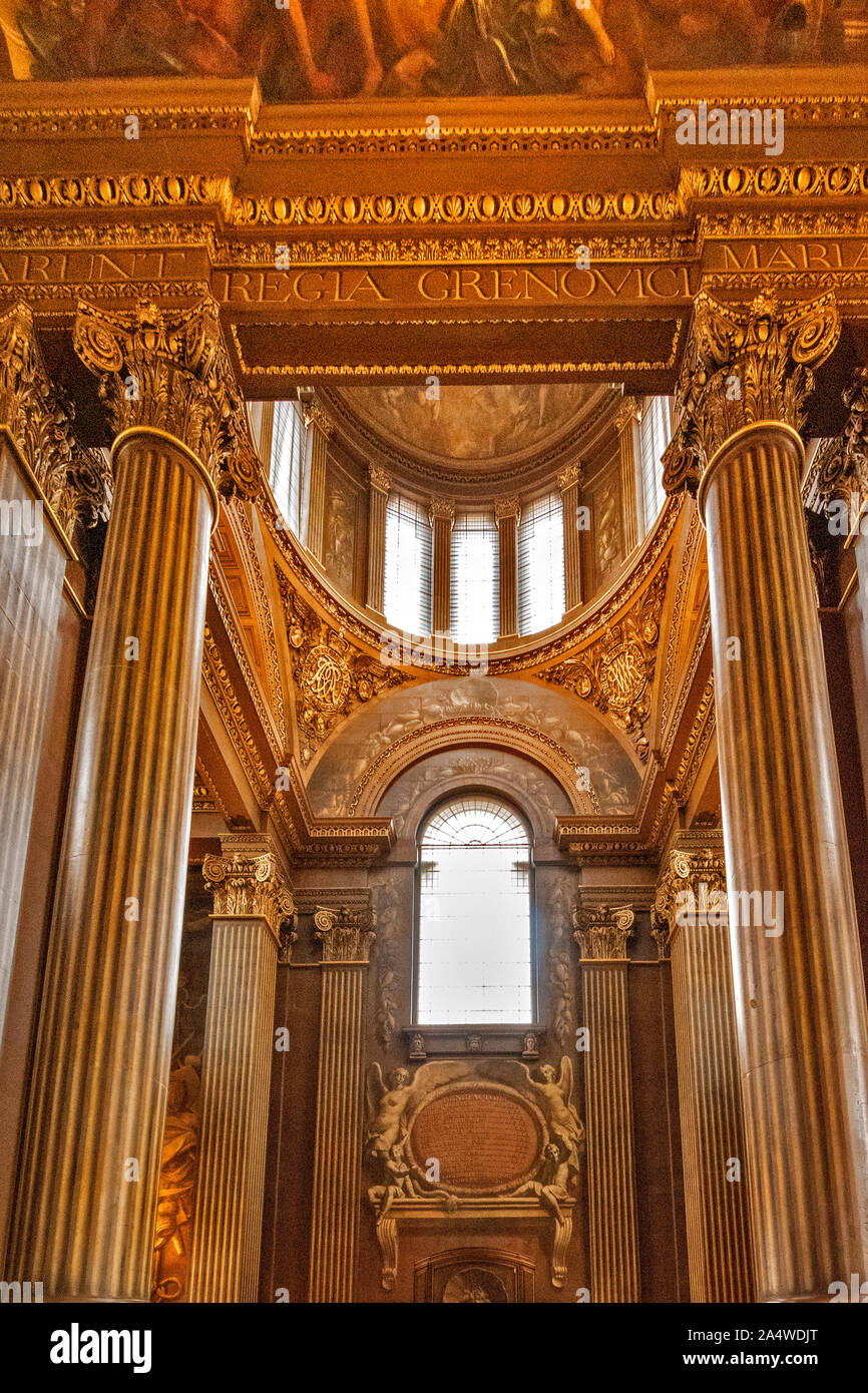 LONDON GREENWICH OLD ROYAL NAVAL COLLEGE THE PAINTED HALL THE VESTIBULE ...