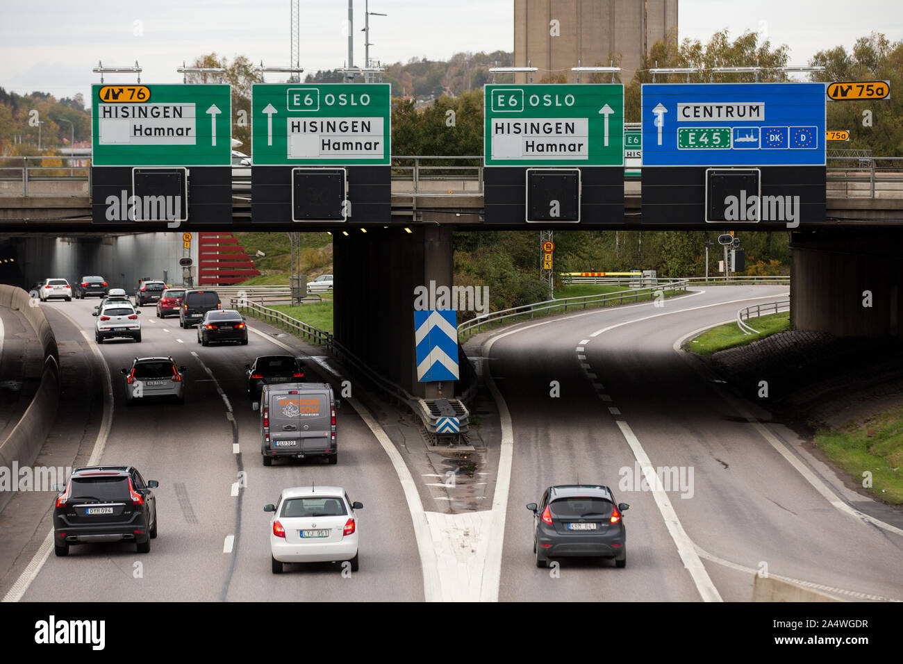A section of the European Route E6 in Gothenburg. E6 is the main north ...