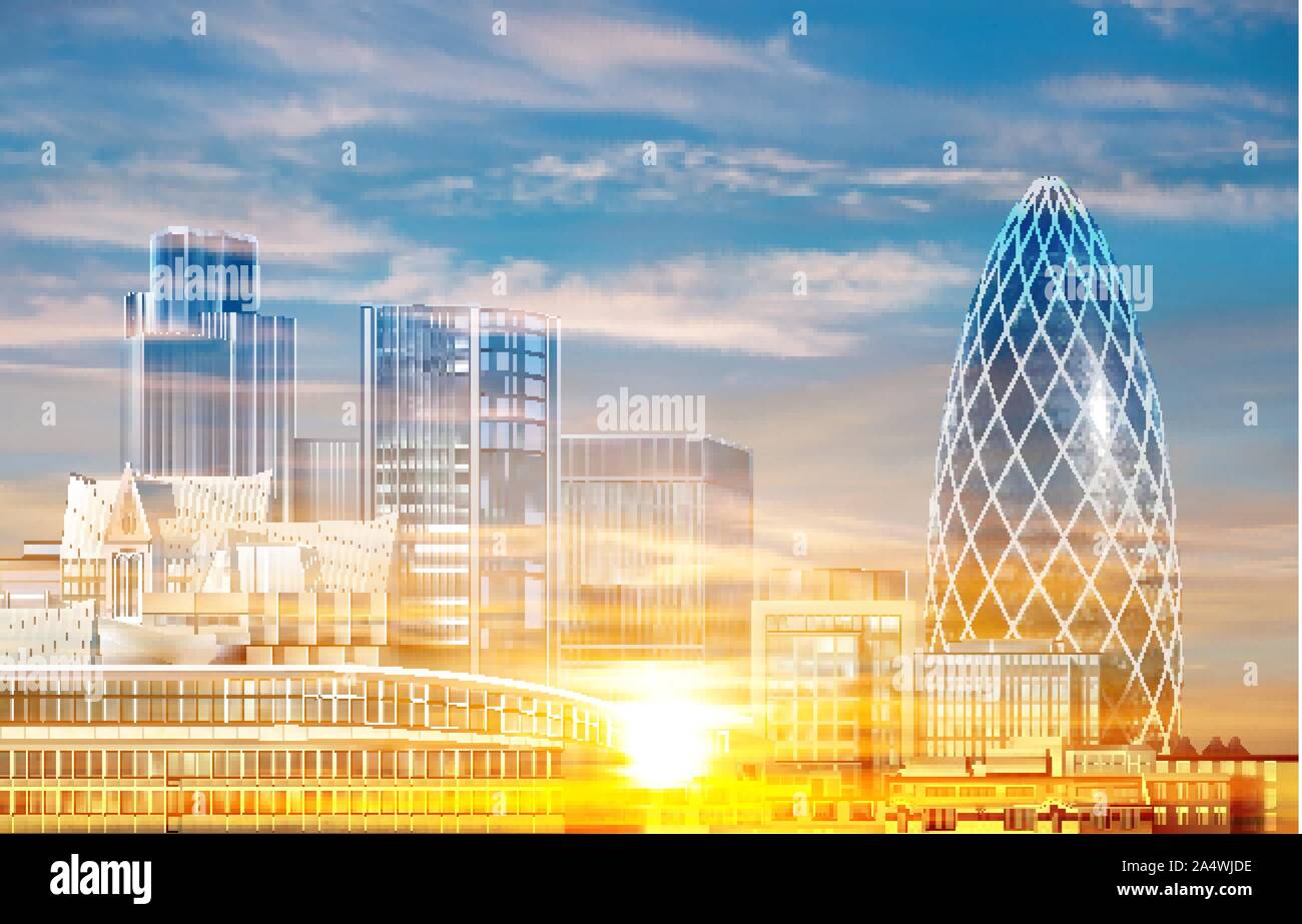 abstract morning background with panorama of London Stock Vector Image ...