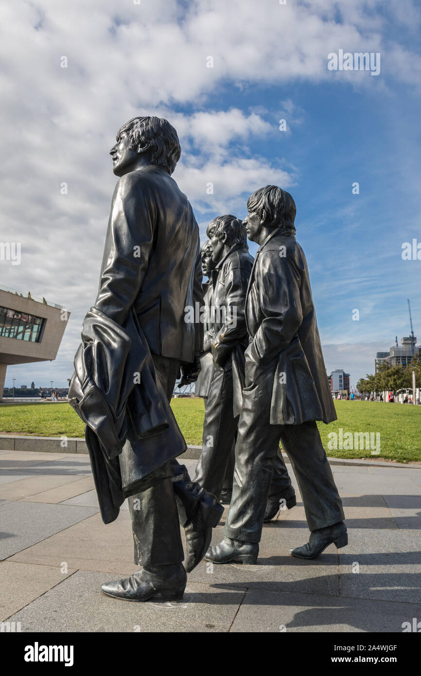 The Beatles statue, Pier Head, Liverpool, England, United Kingdom Stock ...