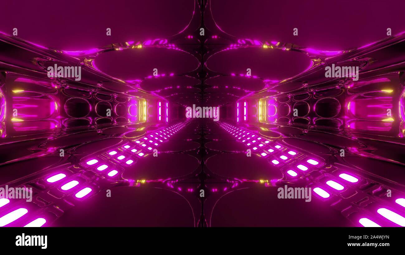 futuristic alien space tunnel corridor with cool reflections 3d ...