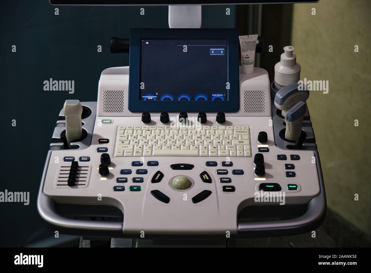 Modern ultrasound machine in clinic laboratory of sonography ...