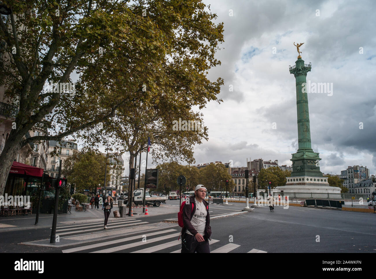 Paris, France - 3rd October, 2019: Pedestrians crossing the street at ...
