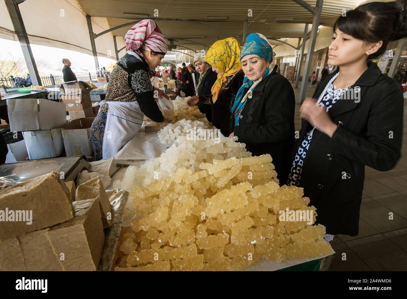 Navat (Sugar) stall. Navat is a traditional Uzbek sweetness that is ...