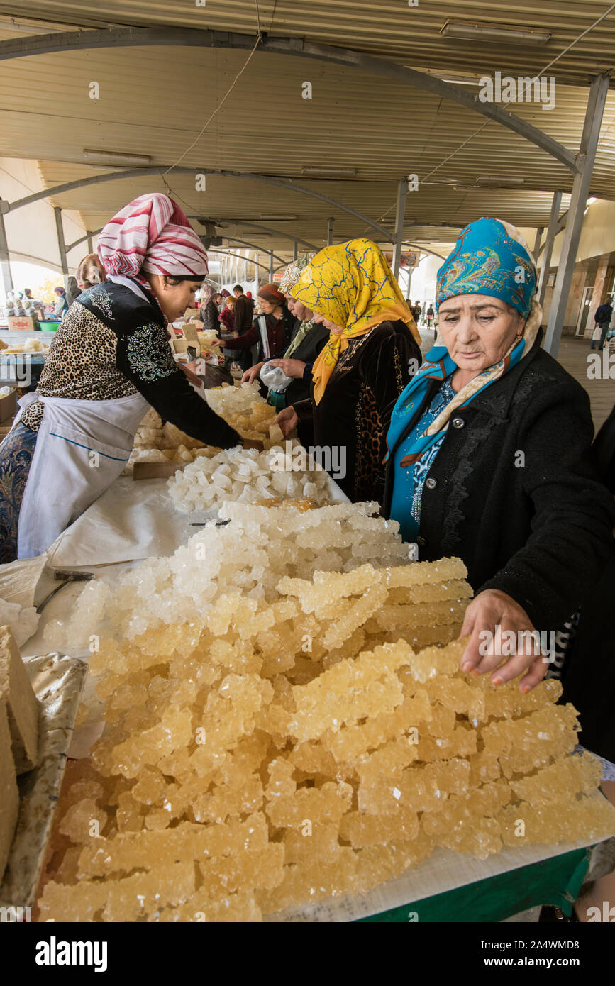 Navat (Sugar) stall. Navat is a traditional Uzbek sweetness that is ...
