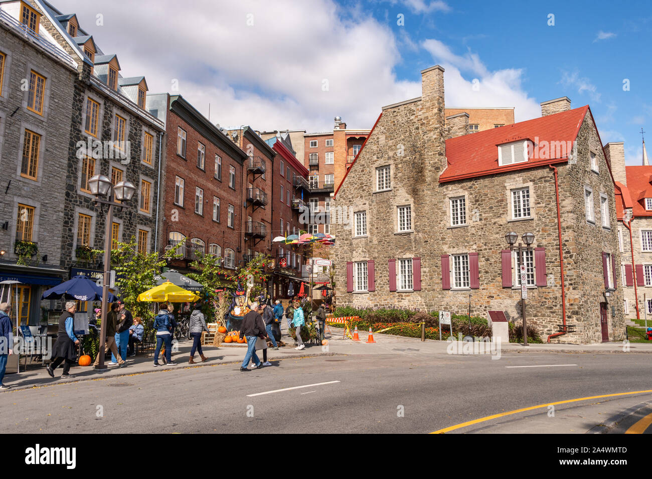 Quebec City, Canada - 4 October 2019: Traditional stone houses on ...