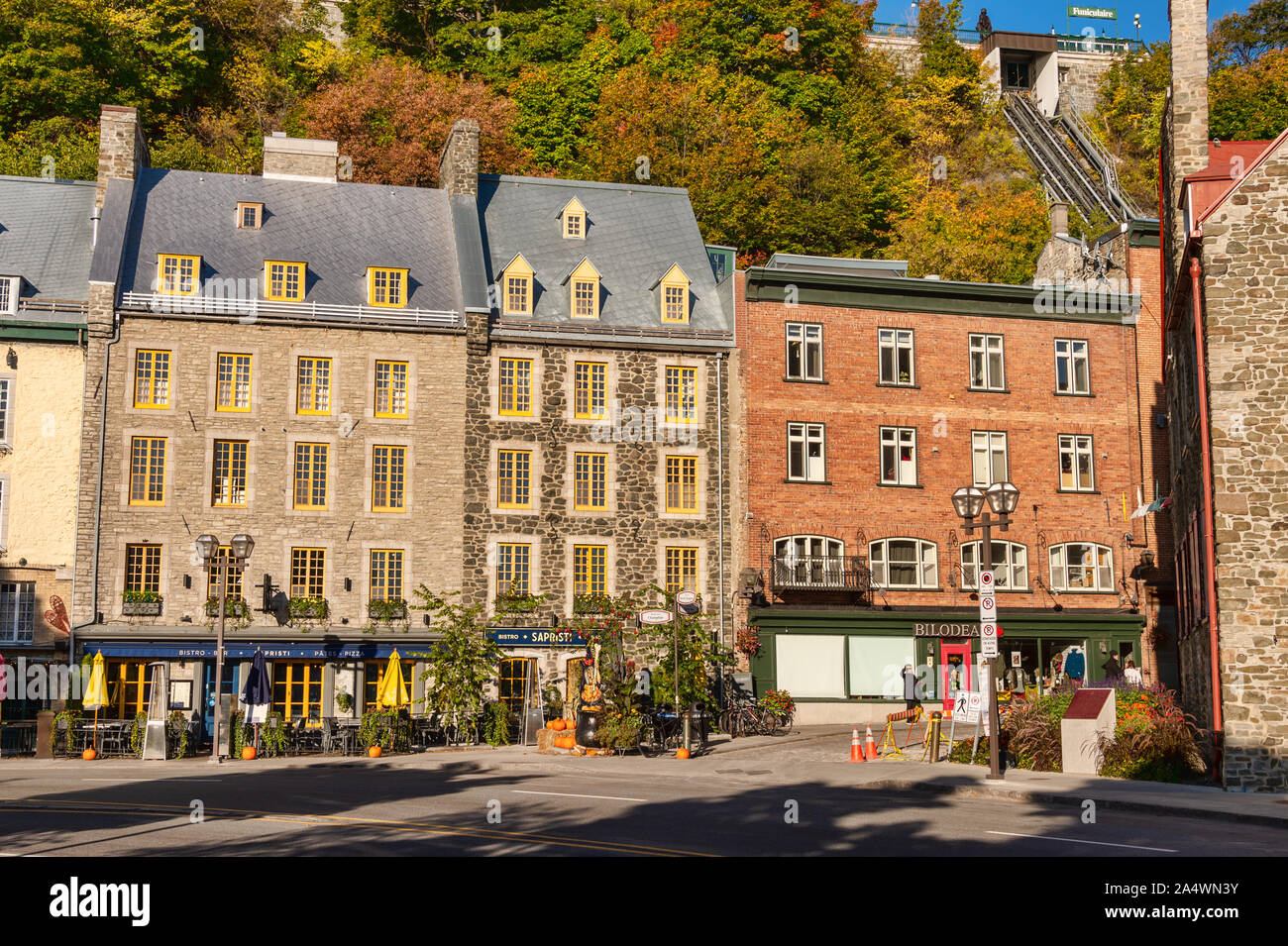 Quebec City, Canada - 4 October 2019: Traditional stone houses on ...