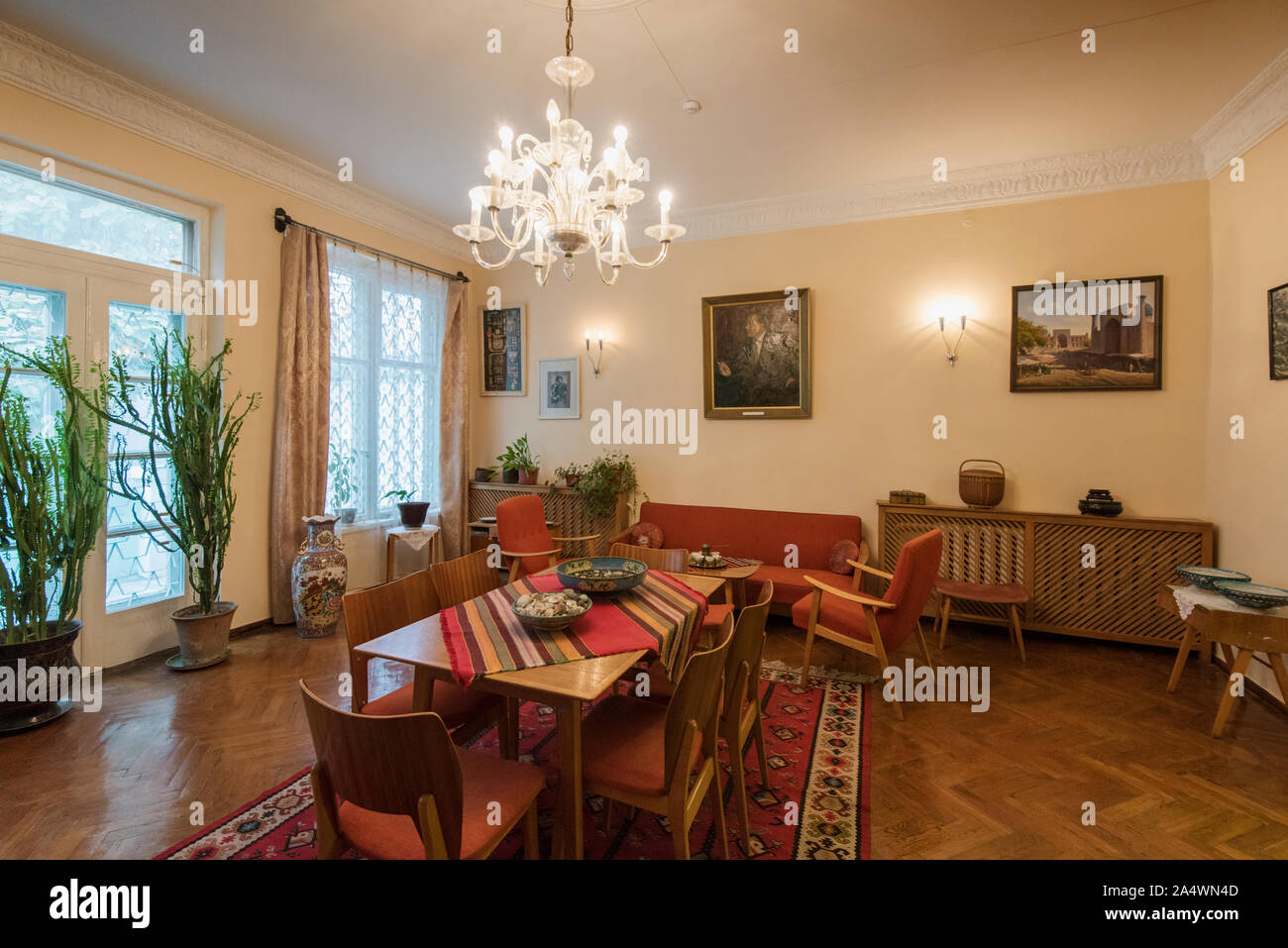 The soviet-era living room of the uzbek writer Sergey Borodin. Tashkent ...